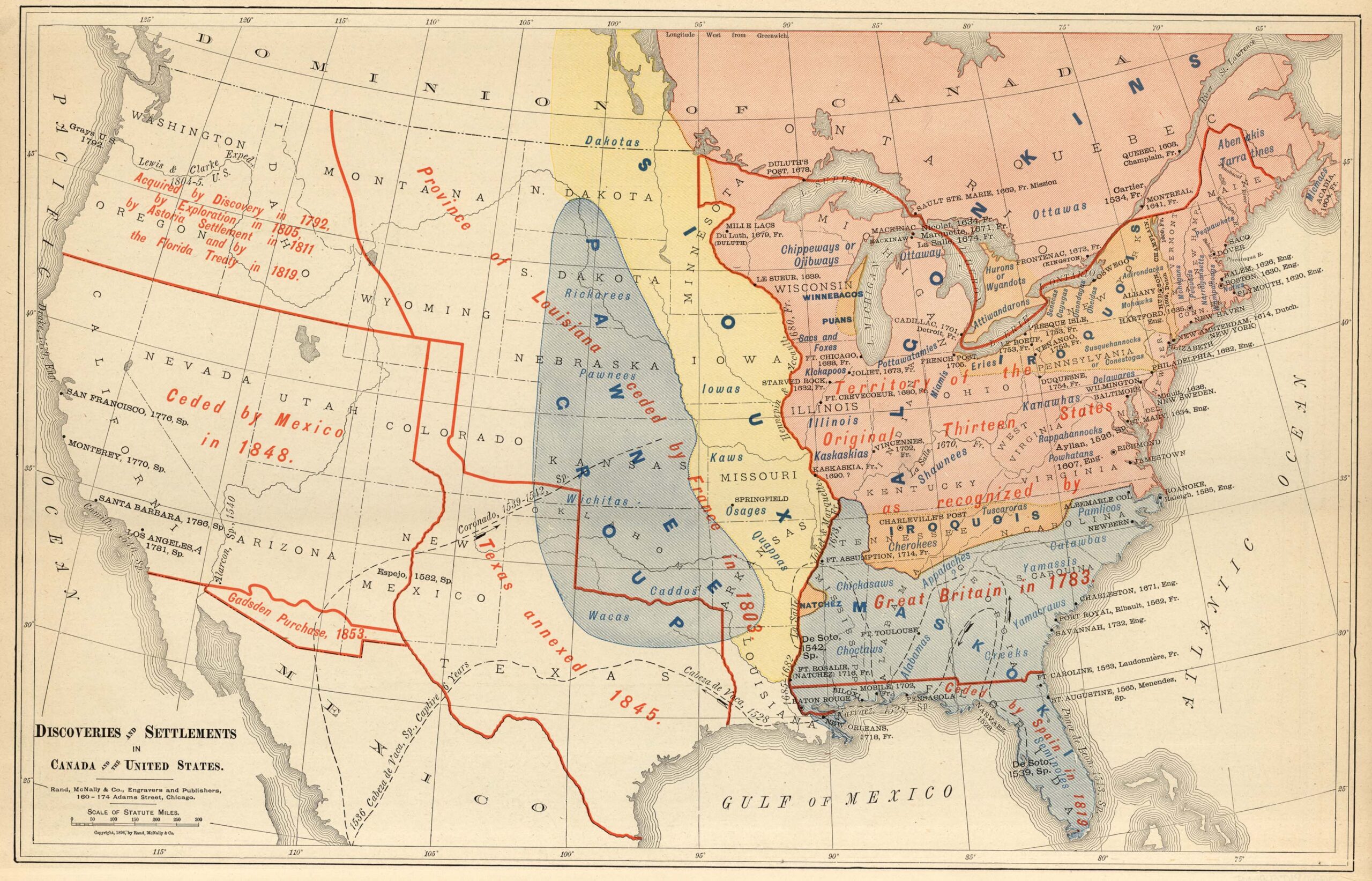 McNally’s 1923 Map of Discoveries and Settlements in Canada and th ...