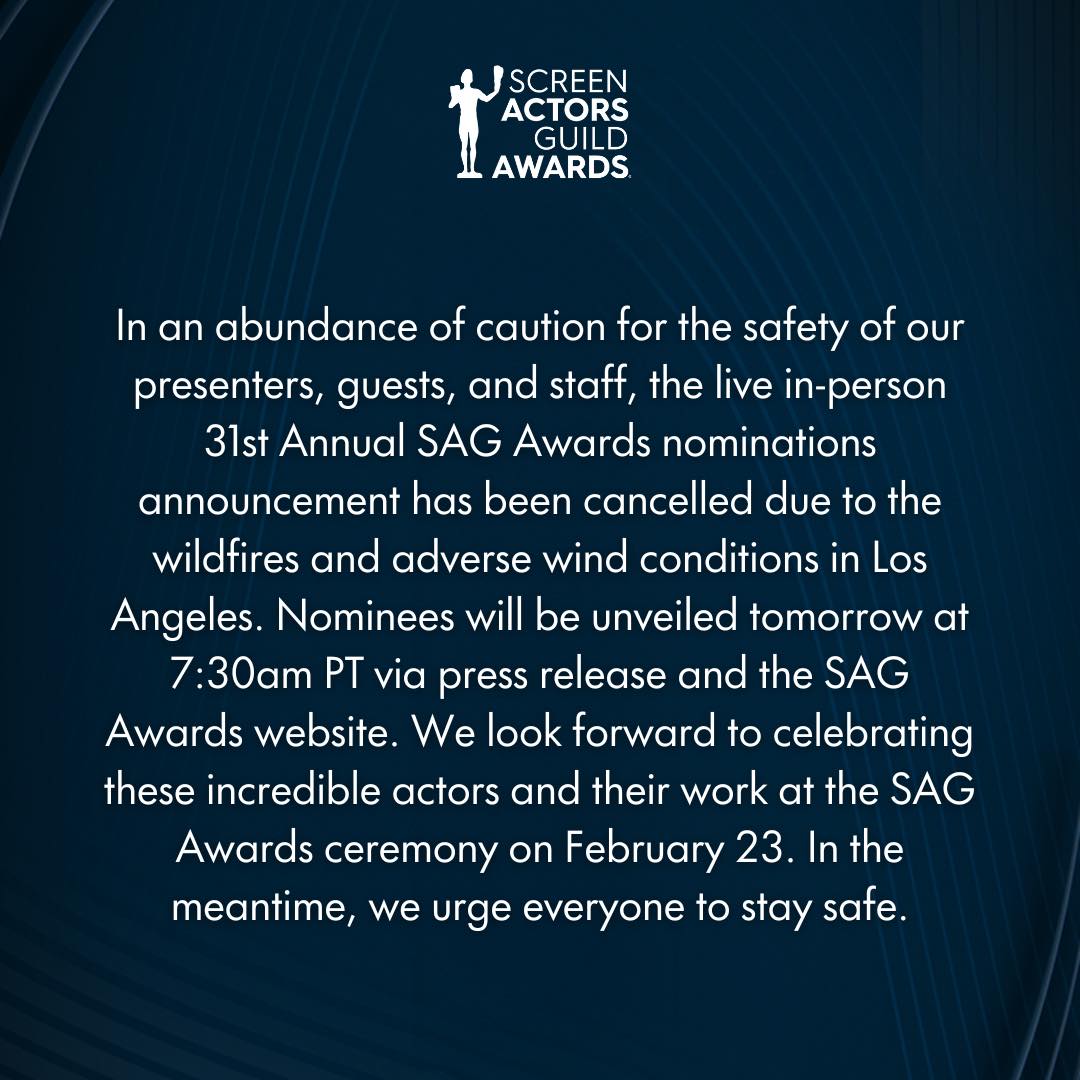 31st Screen Actors Guild Awards® Nominations Announcement Update ...