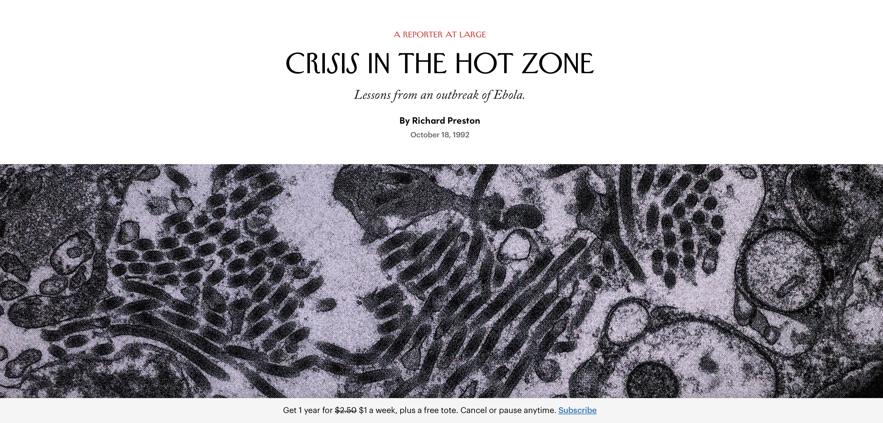Preston’s 1992 New Yorker article, “Crisis in the Hot Zone.” – Movies ...