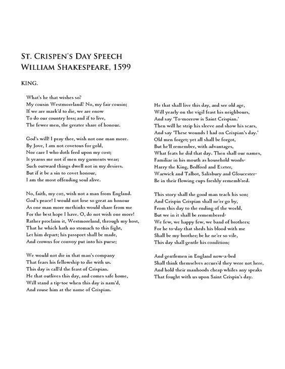 King Henry’s St. Crispin’s Day speech in Shakespeare’s Henry V – Movies ...
