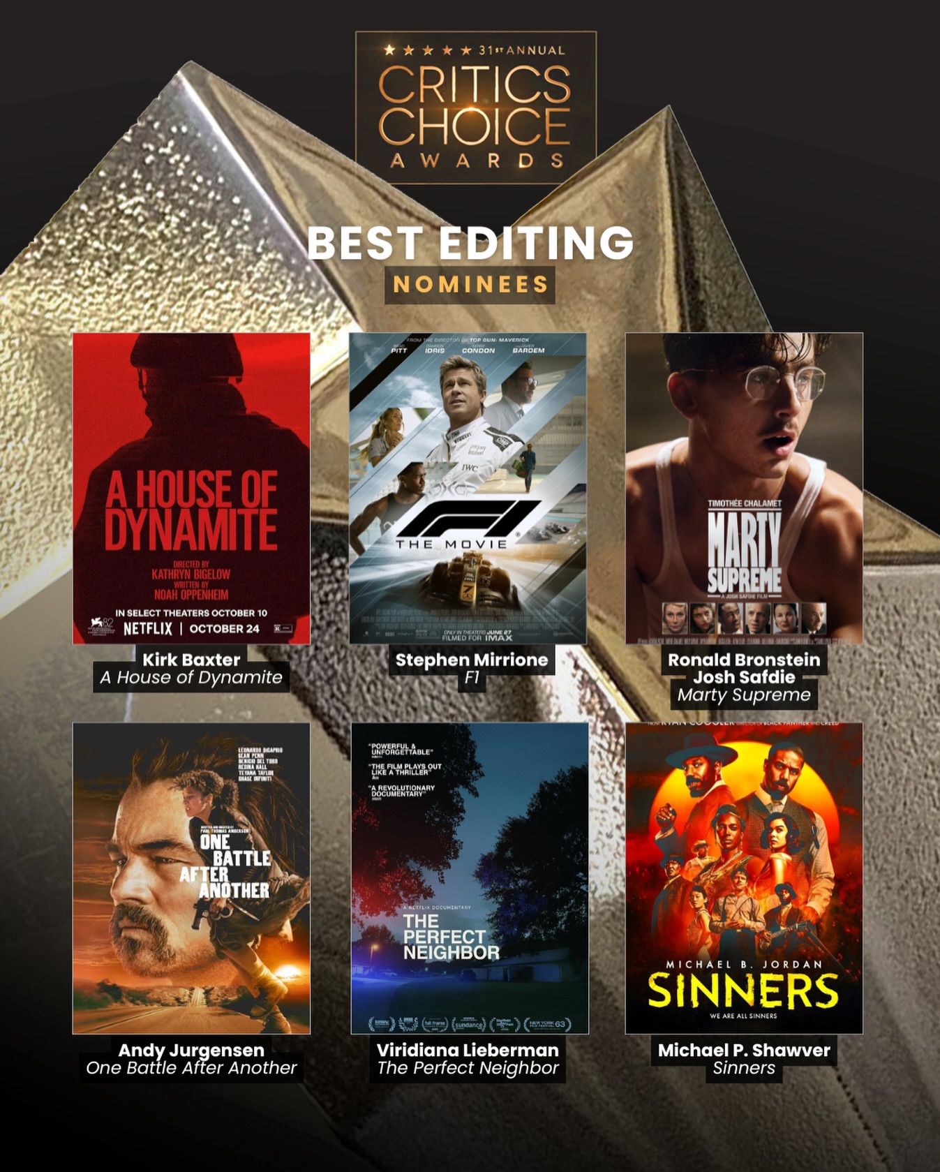 “31st Critics Choice Awards” – Best Editing – Movies To History.com