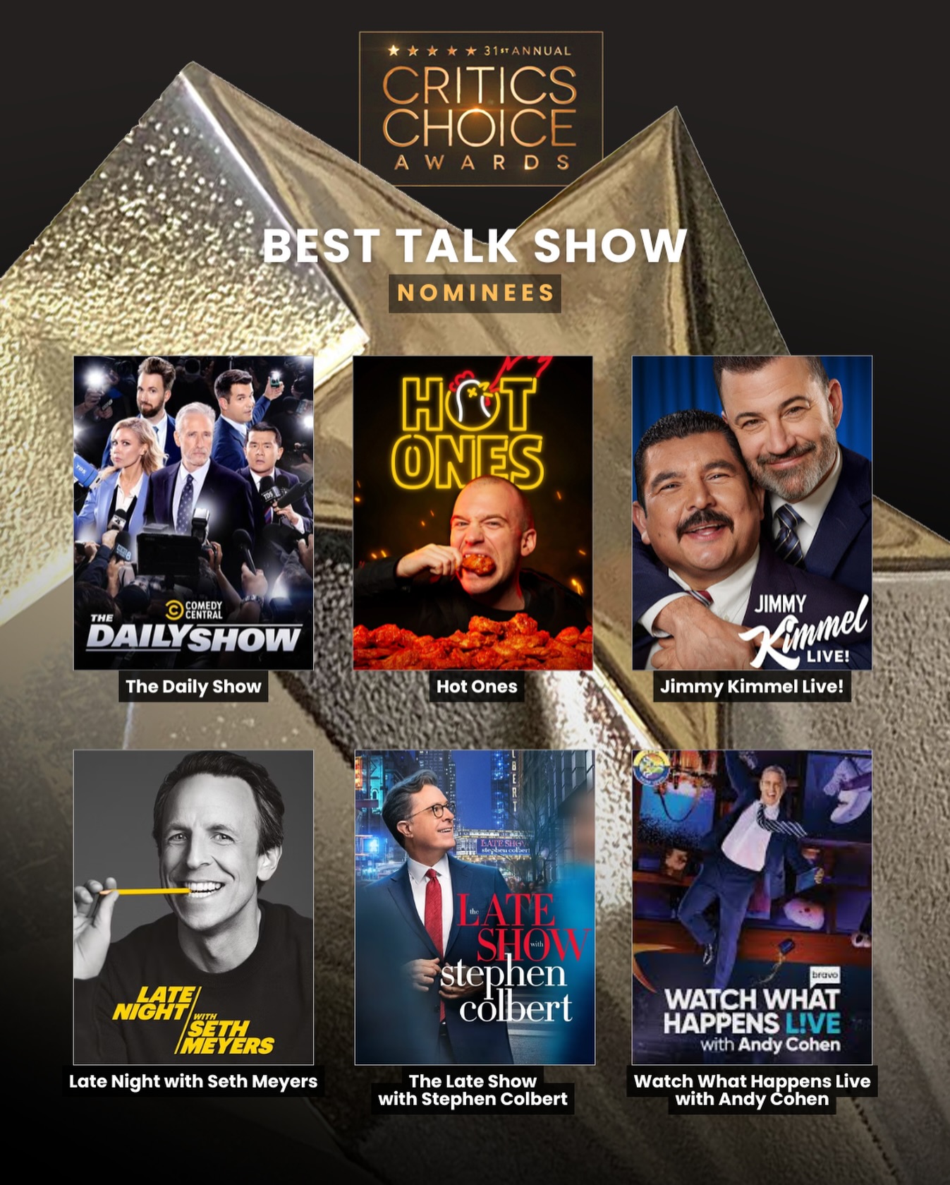 “31st Critics Choice Awards” – Best Talk Show – Movies To History.com